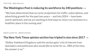 The gap between the NY Times and the WashPost continues to widen ...